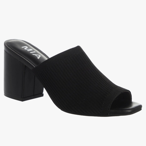 MIA | Shoes | Mia Hilary Black Fly Knit Block Heel Sandals Size 8 ...